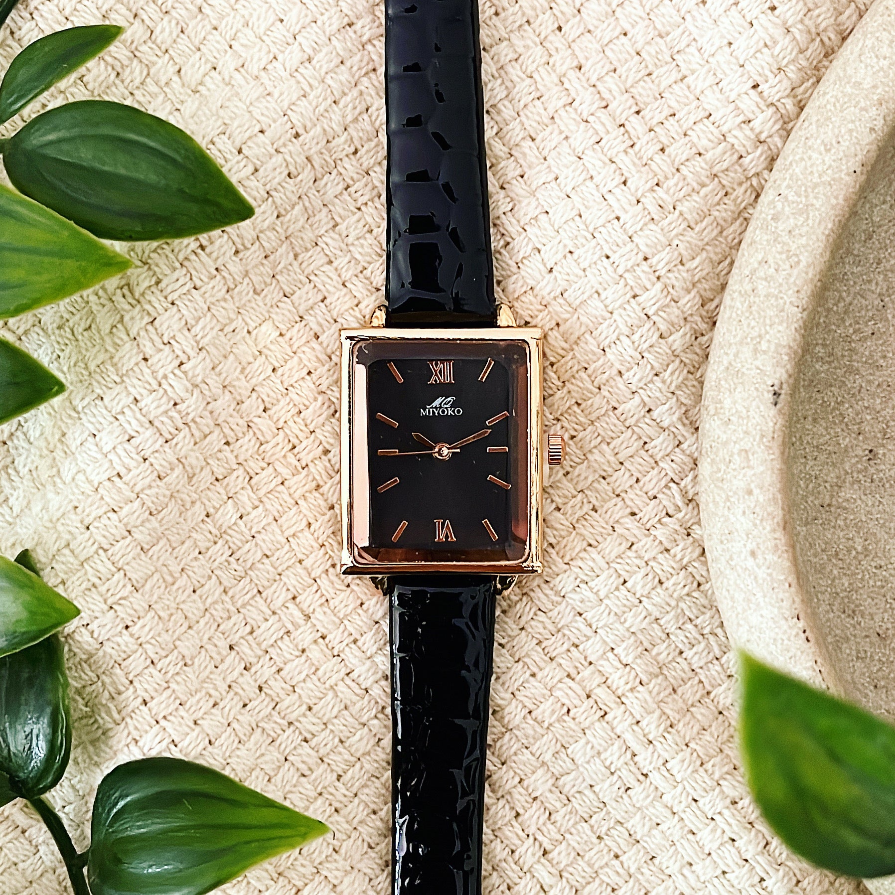 Black Vintage Leather Watch – Miyoko Watches
