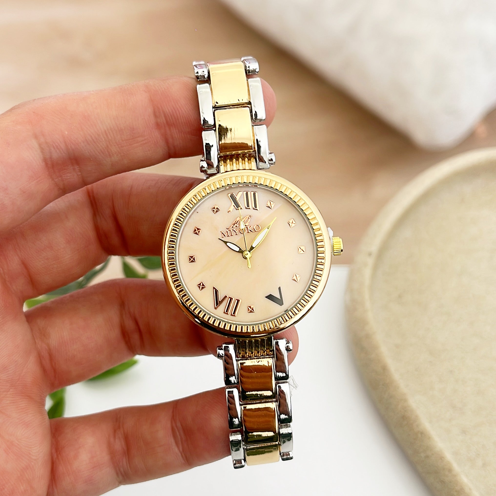 Mixed Gold Rose Lunelle Metal Watch – Miyoko Watches
