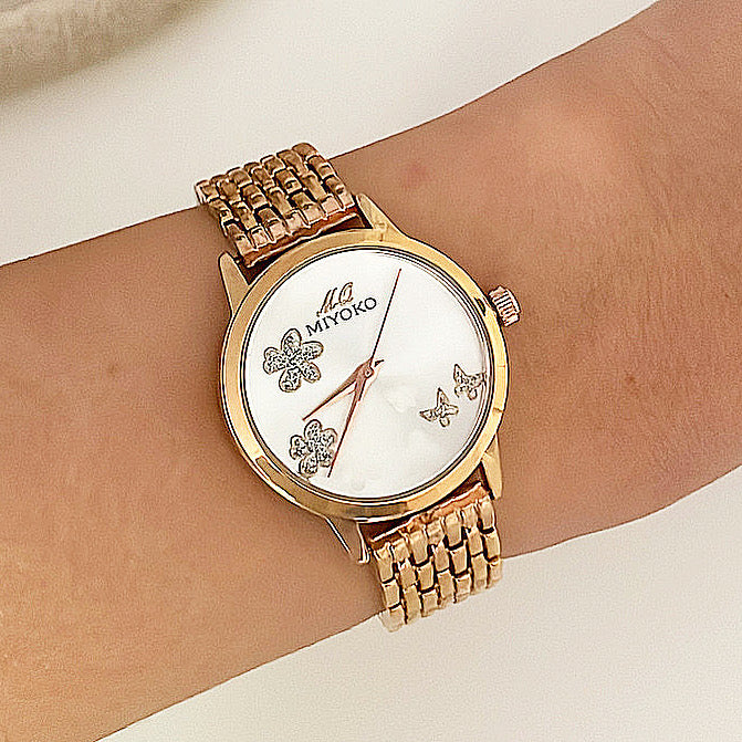 Rose Gold Butterflies Metal Watch – Miyoko Watches