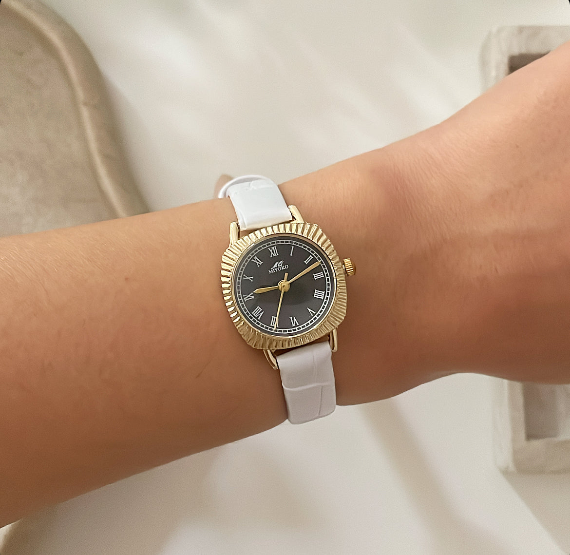 White X Black Imperium Leather Watch – Miyoko Watches