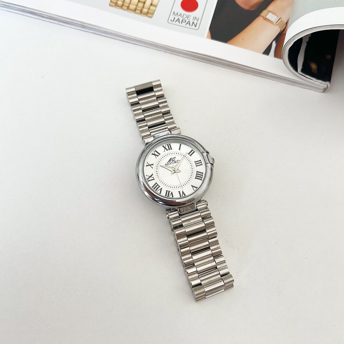 Silver White Diaries Metal Watch – Miyoko Watches