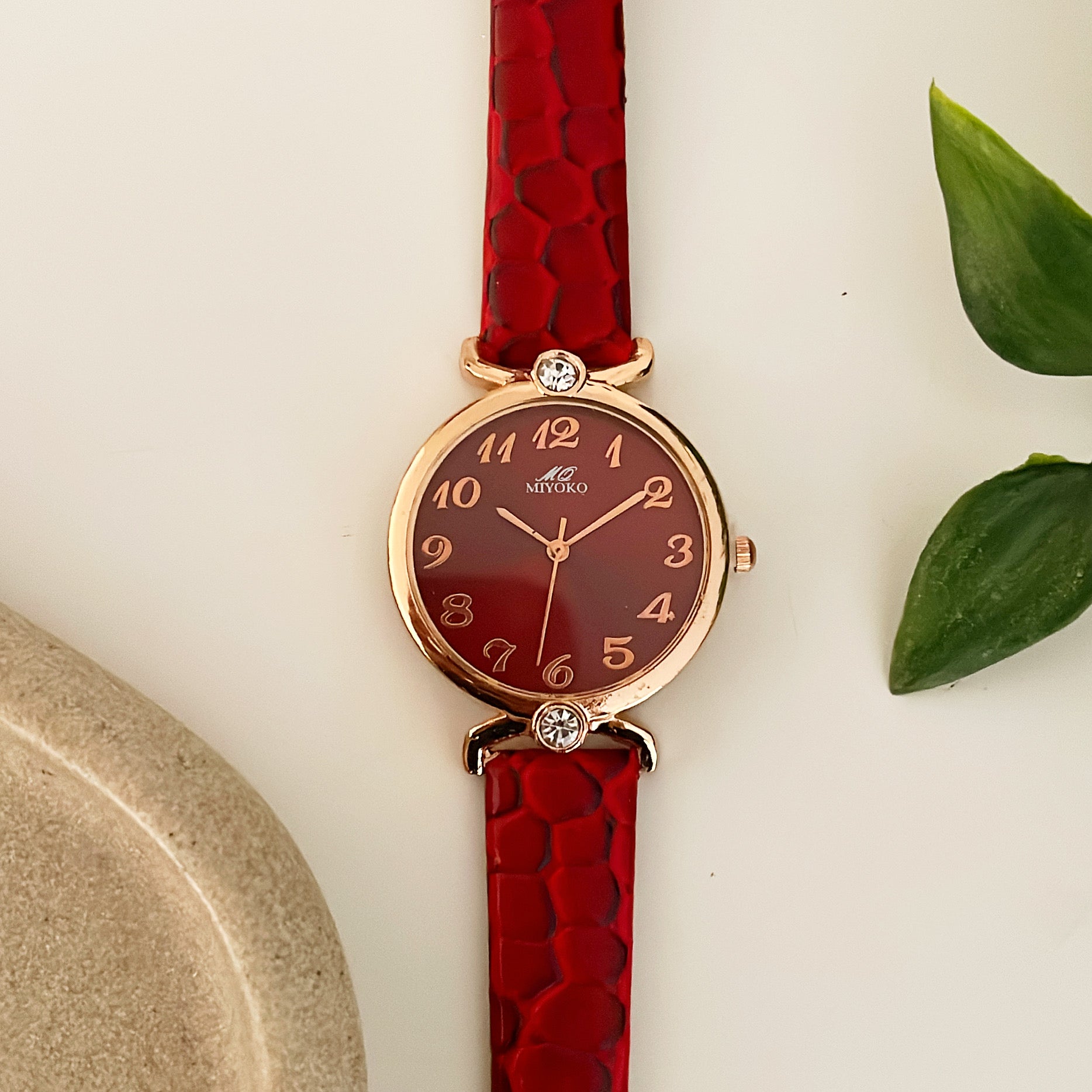 Red Pearls Leather Watch – Miyoko Watches