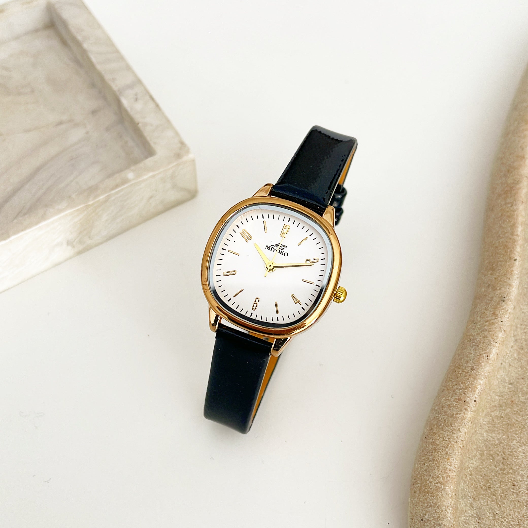 Black White New Petit Leather Watch – Miyoko Watches