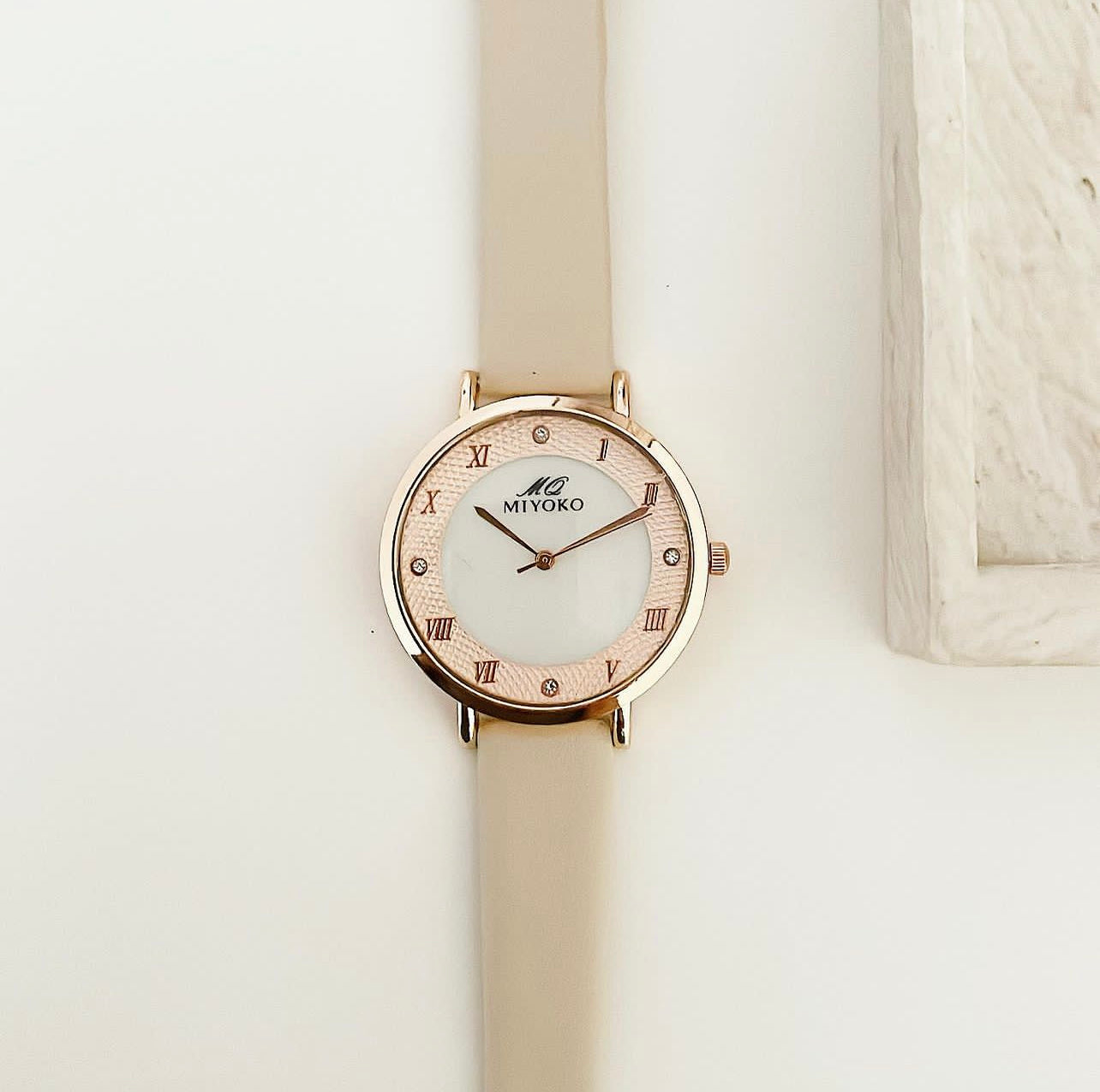 Beige Stunning Leather Watch – Miyoko Watches