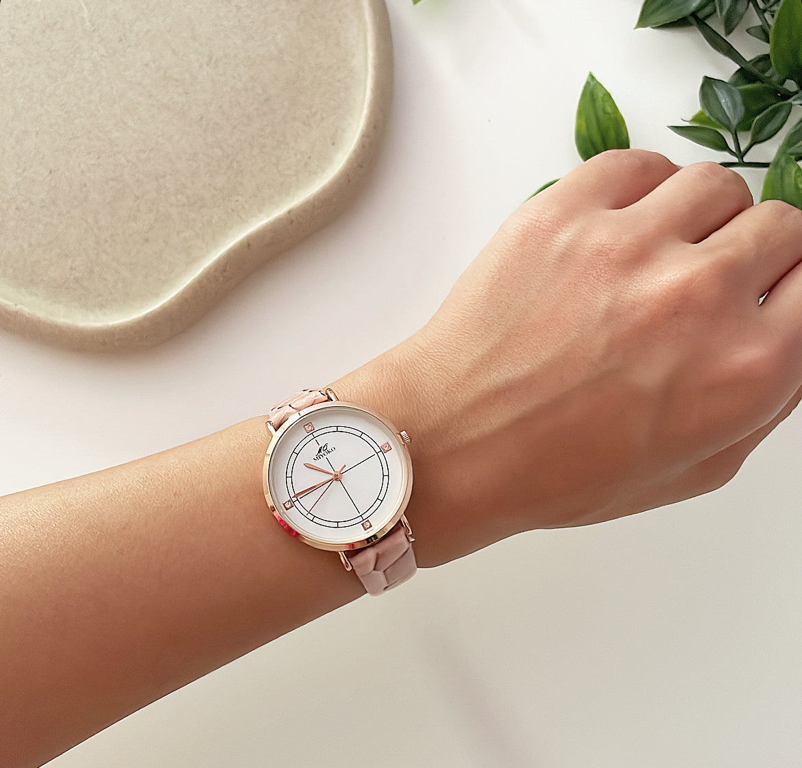 Pink X White Target Leather Watch – Miyoko Watches