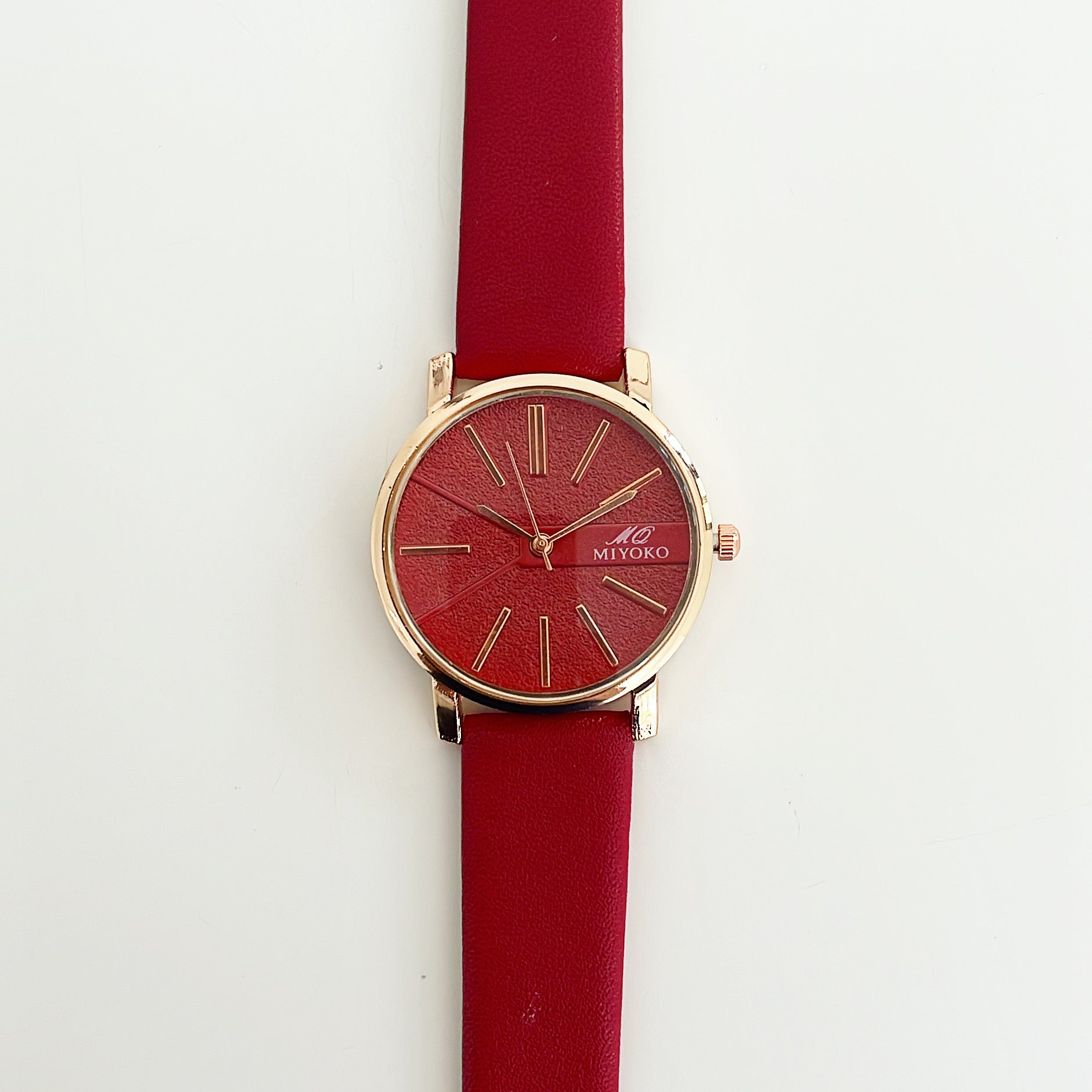 Wine Red Classic Leather Watch – Miyoko Watches