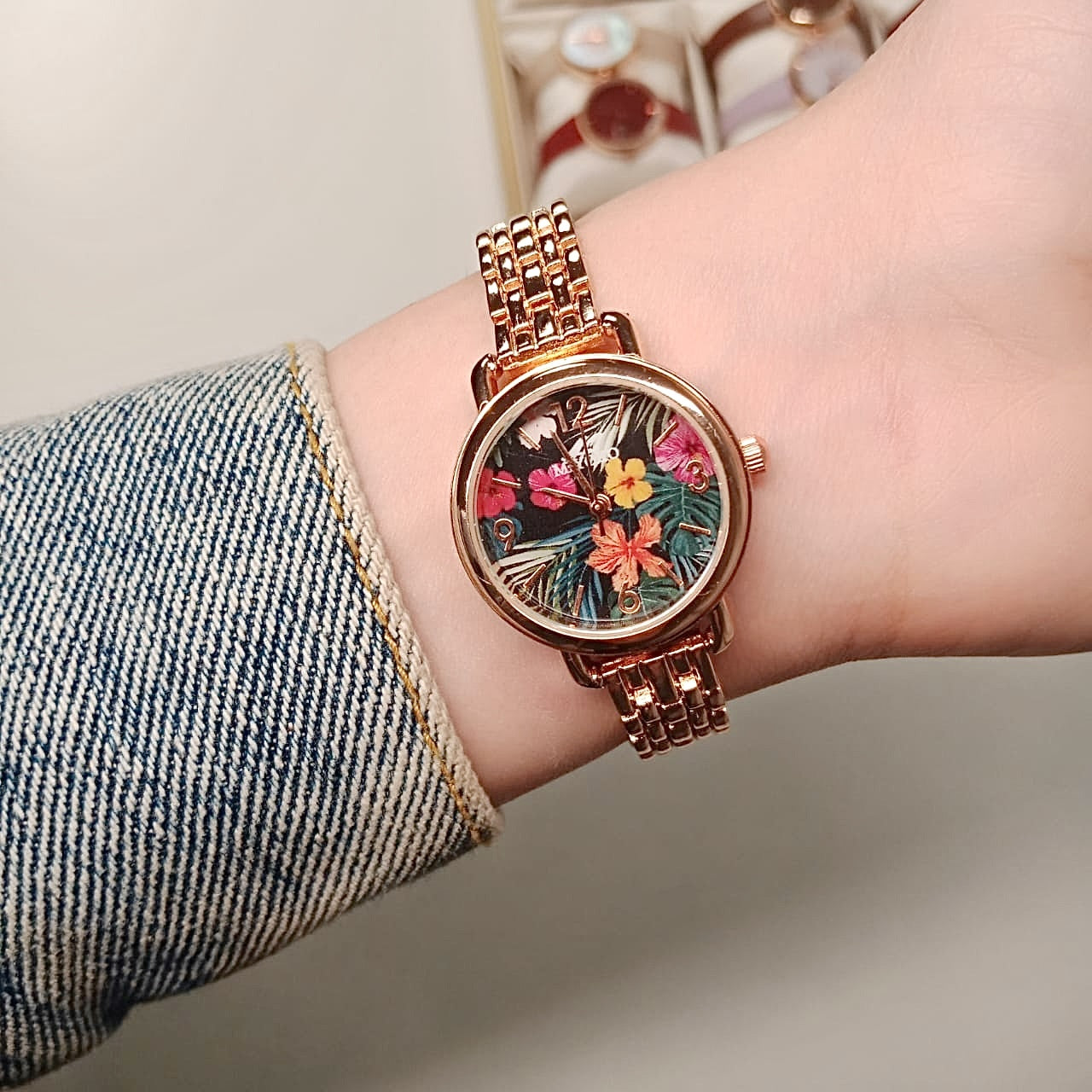 Tea Party Rose Gold Thin Metal Watch – Miyoko Watches