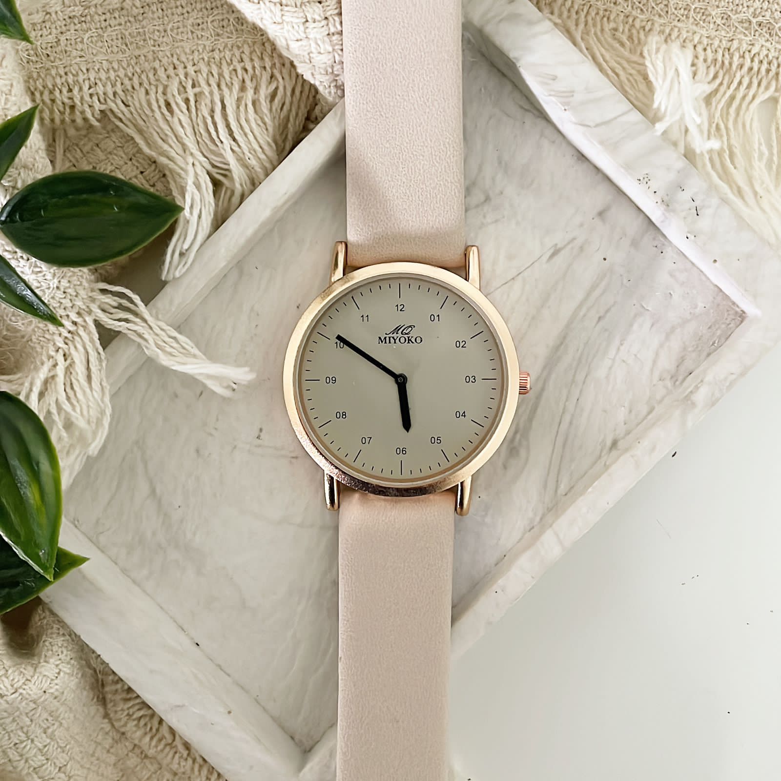 Beige Dial All Day Leather Watch – Miyoko Watches