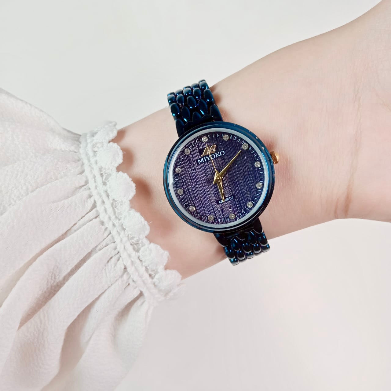 Midnight Blue Squared Diamond Metal Watch – Miyoko Watches