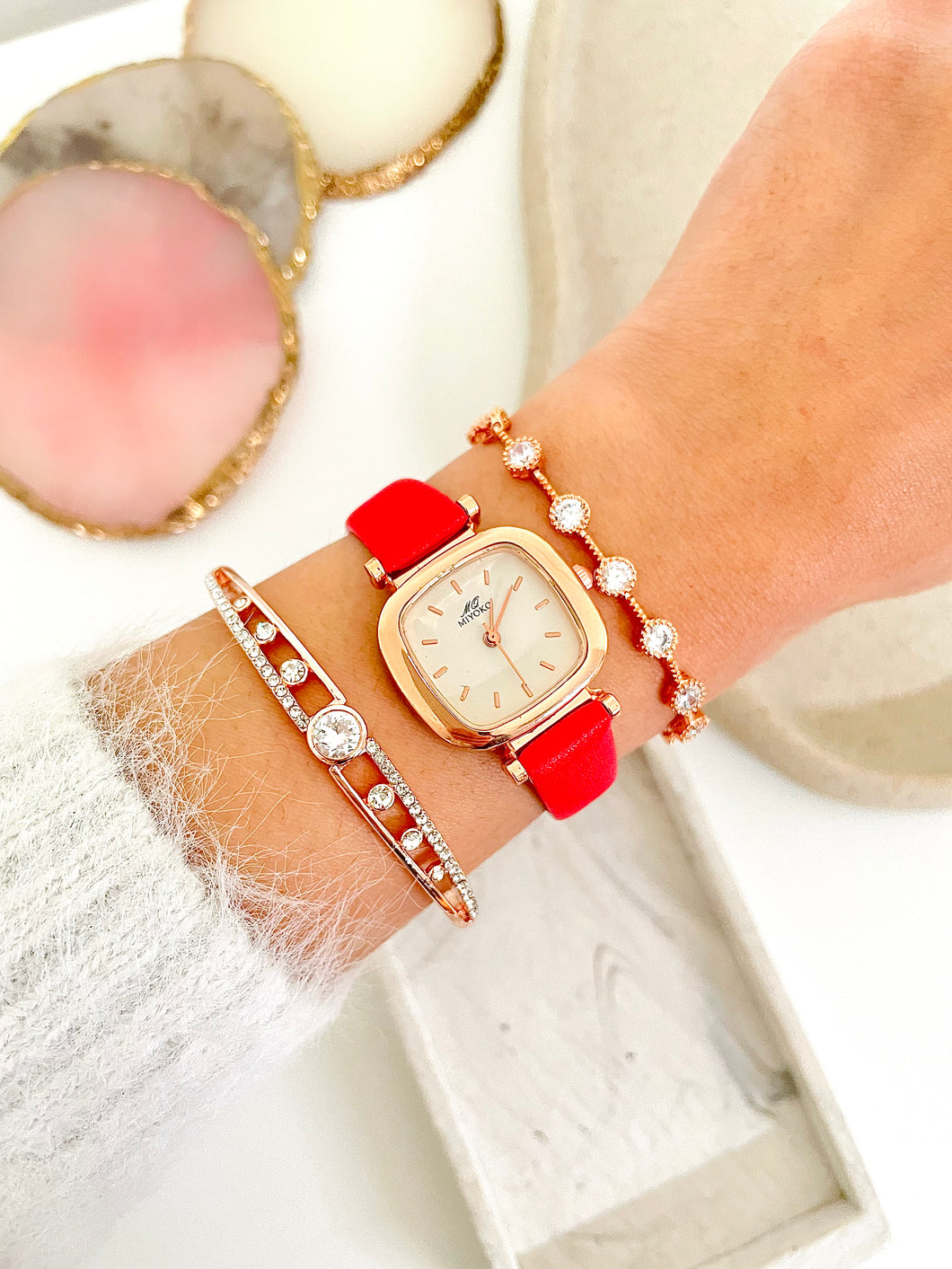 Red Leather Watch Set – Miyoko Watches