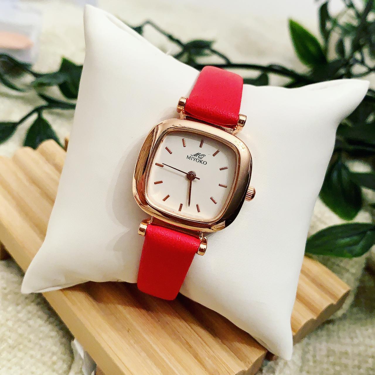 Red Formal Leather Watch – Miyoko Watches