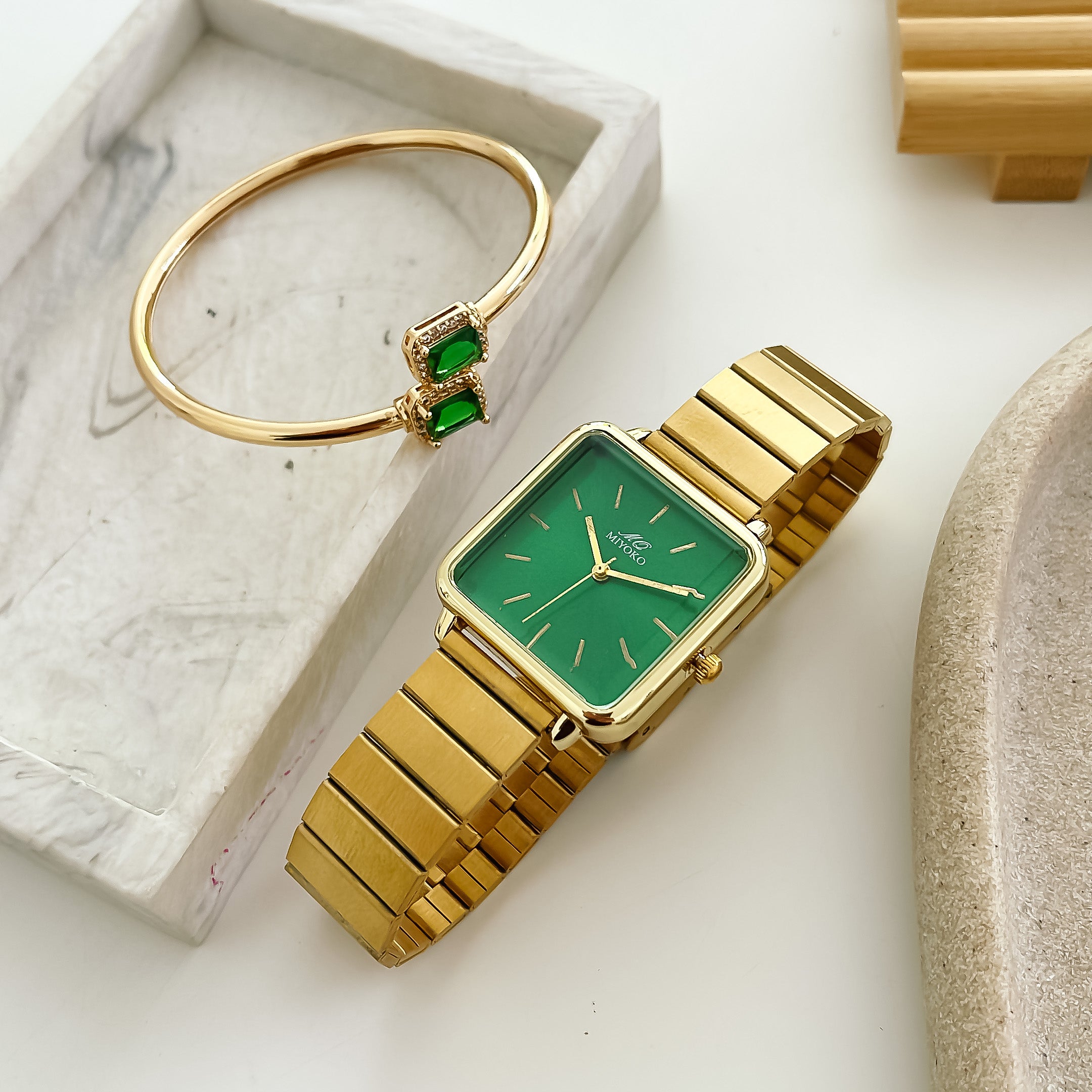 Golden Green Watch Set – Miyoko Watches