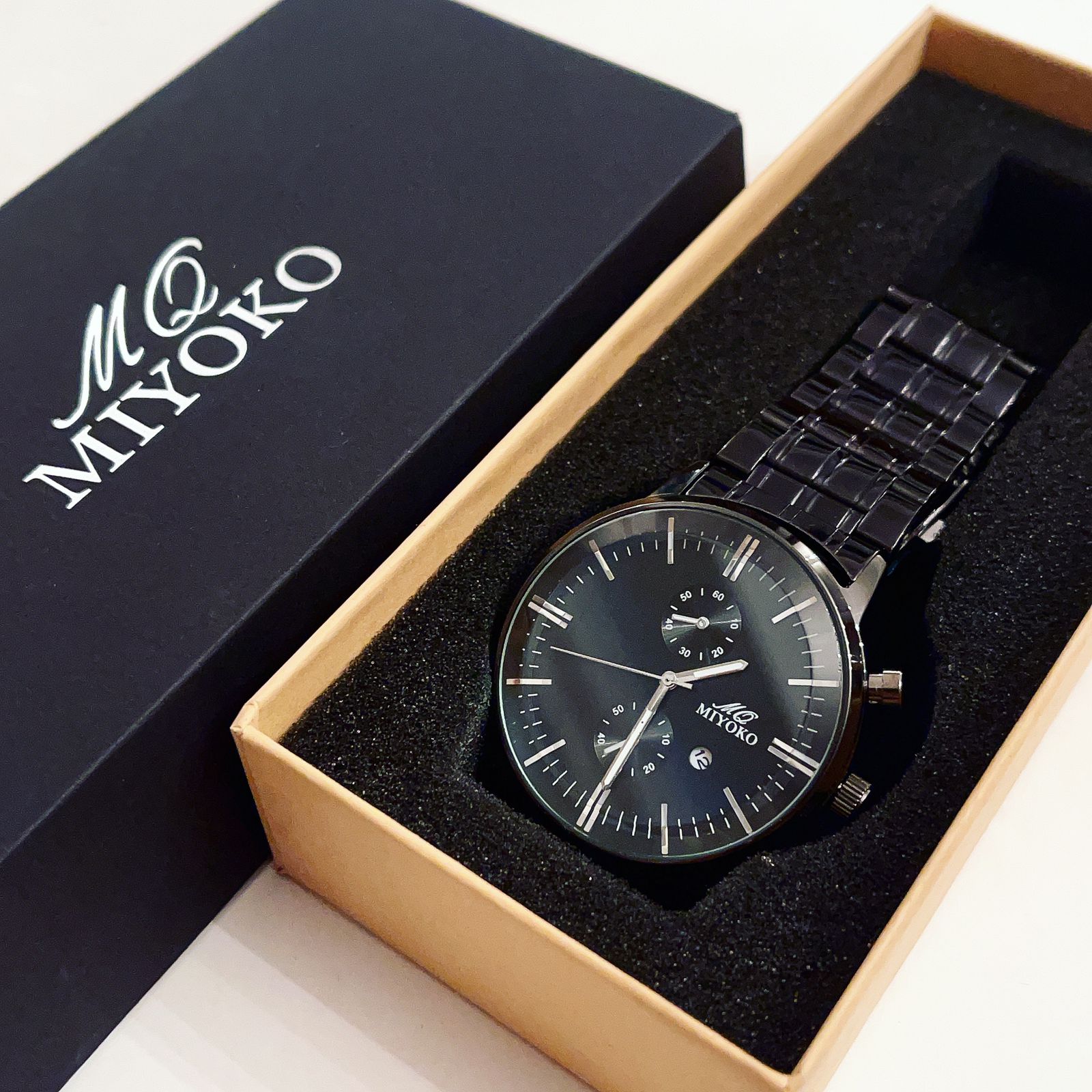 Black Men Metal Watch – Miyoko Watches