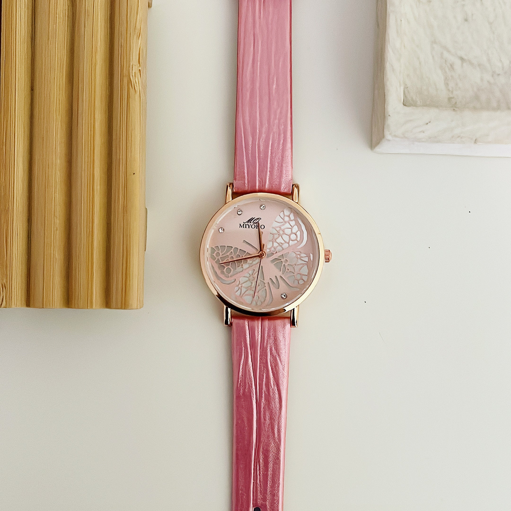 Pink Butterfly Leather Watch – Miyoko Watches