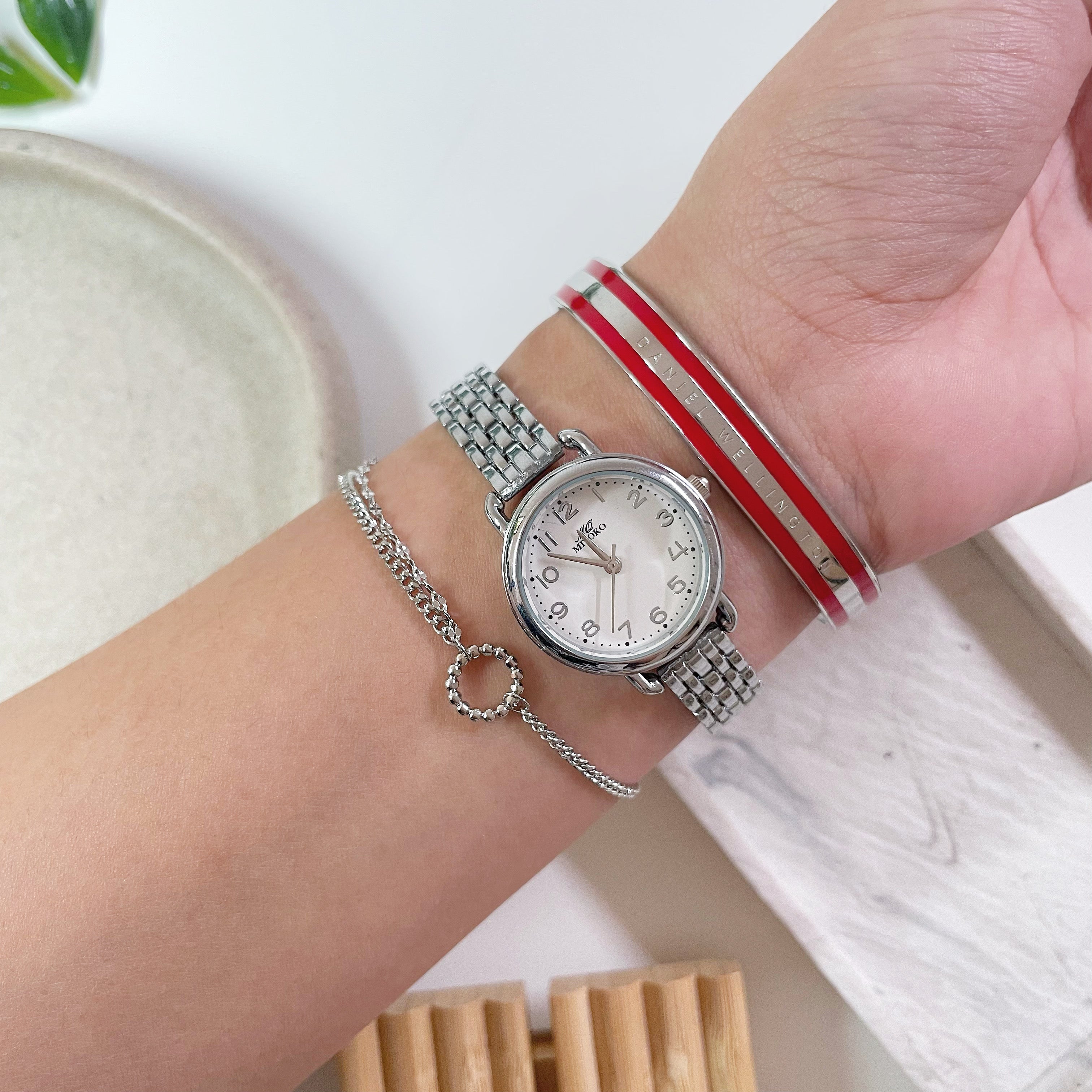 Silver White Dial Watch Set – Miyoko Watches