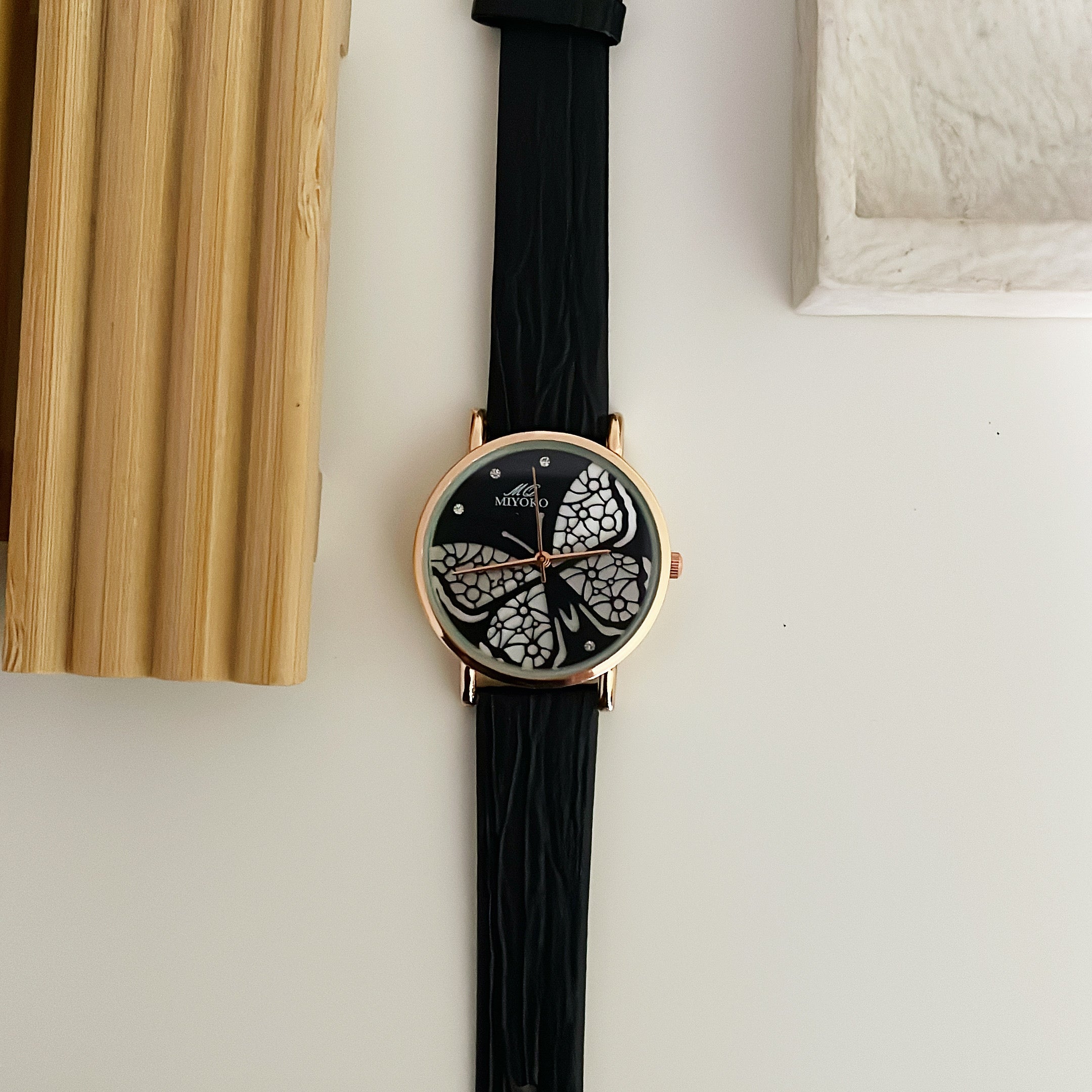 Black Butterfly Leather Watch – Miyoko Watches