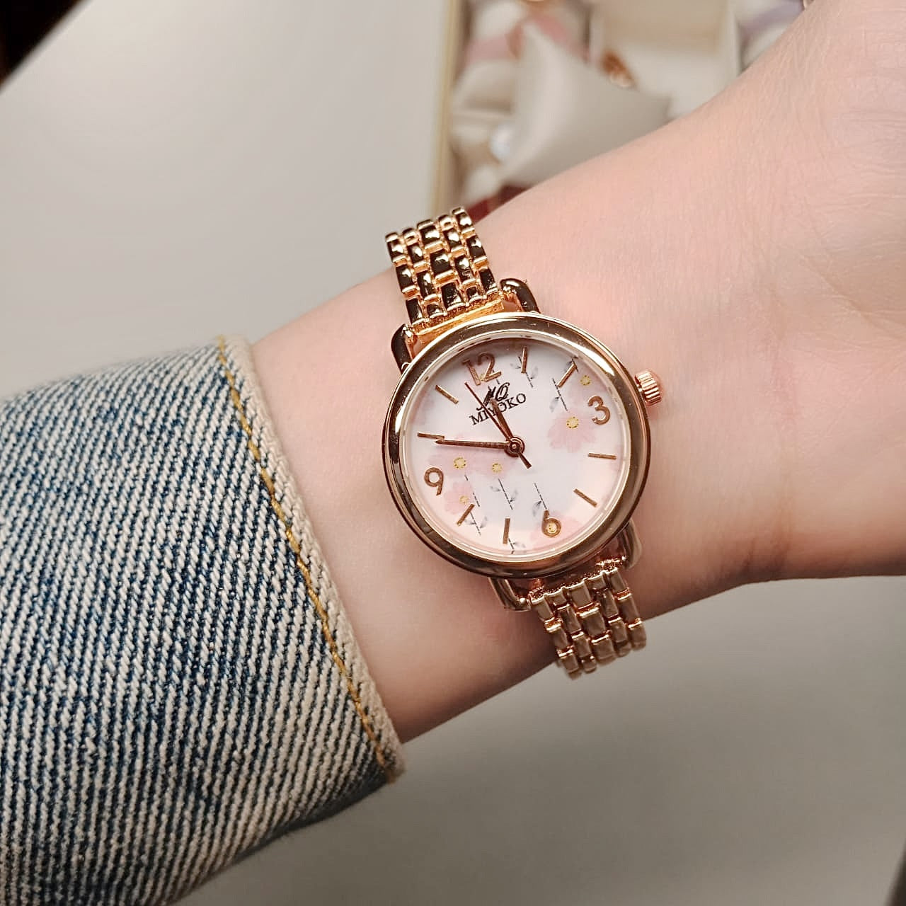 Pink Floral Tea Time Rose Gold Thin Mesh Watch – Miyoko Watches